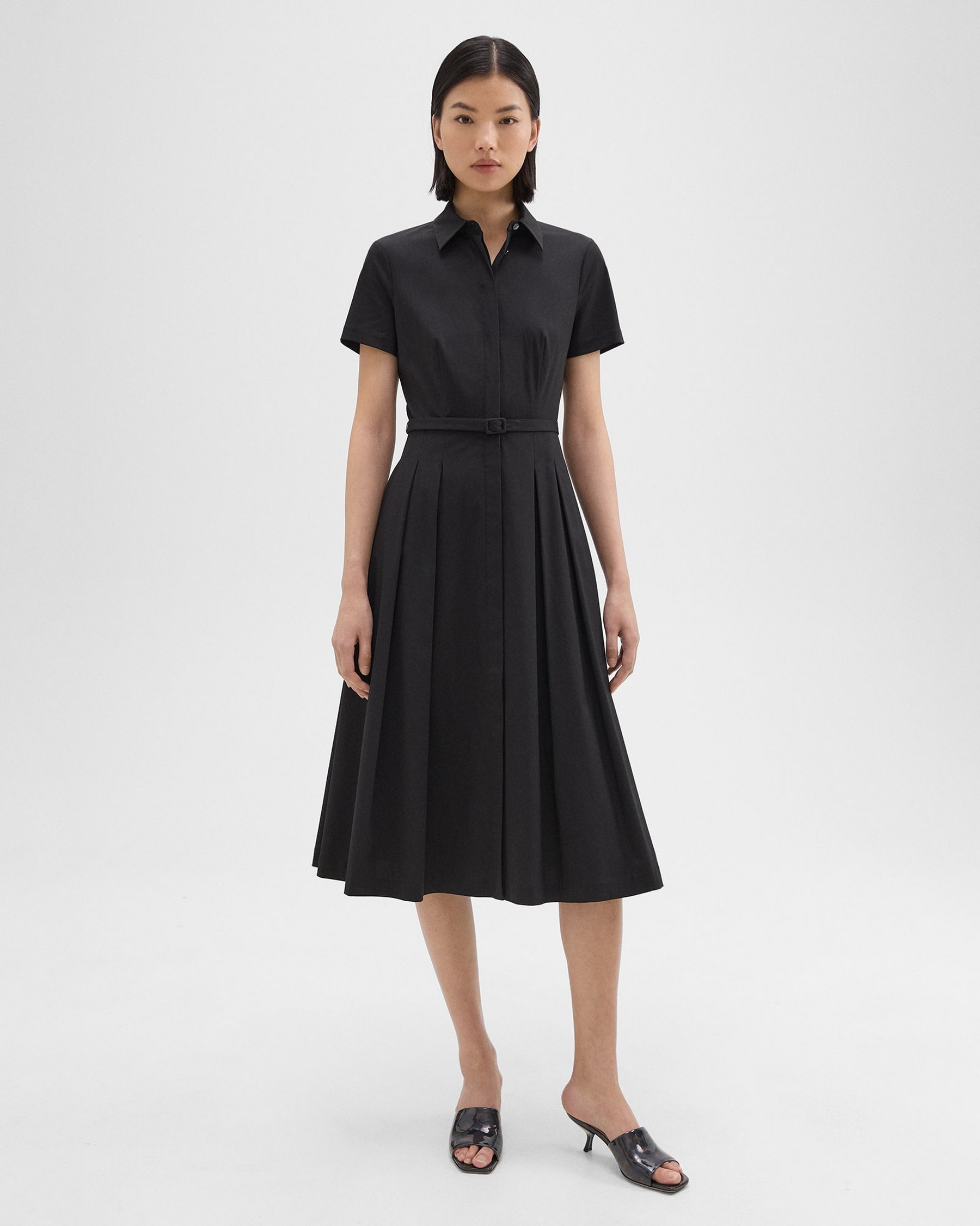 THEORY 반팔 셔츠 드레스 좋은 면 - 페칭