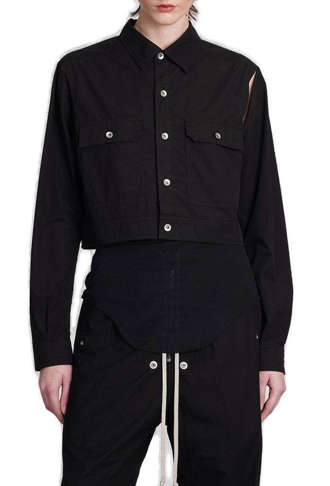 RICK OWENS DRKSHDW 컷아웃 크롭 셔츠 자켓 - 페칭