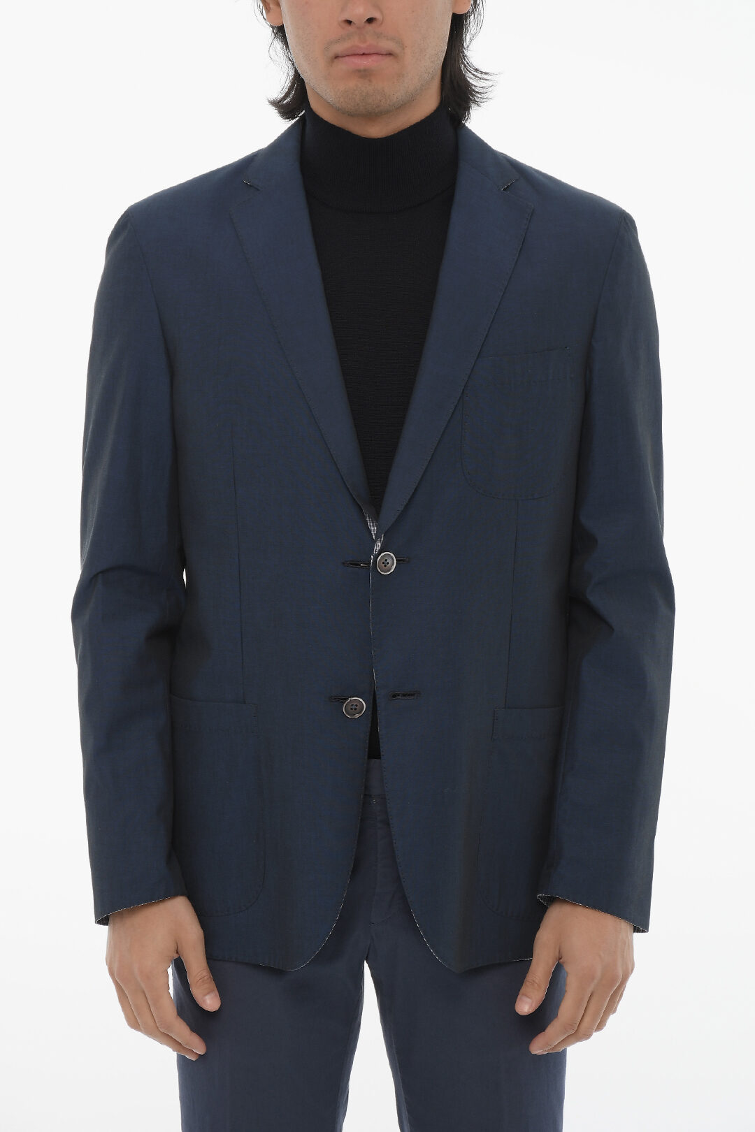 Corneliani 아이디 코튼 리버시블 블레이저 핀 체크 모티프 - 페칭
