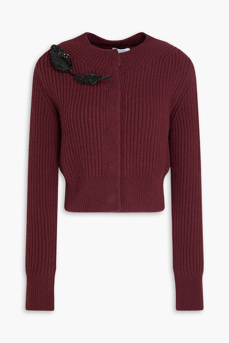 크롭 리브드 울 캐시미어 혼합 가디건 | ERDEM | 페칭 FETCHING