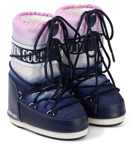 Moon Boot Kids 아이콘 포 레더 트리밍 스노우 부츠 - 페칭