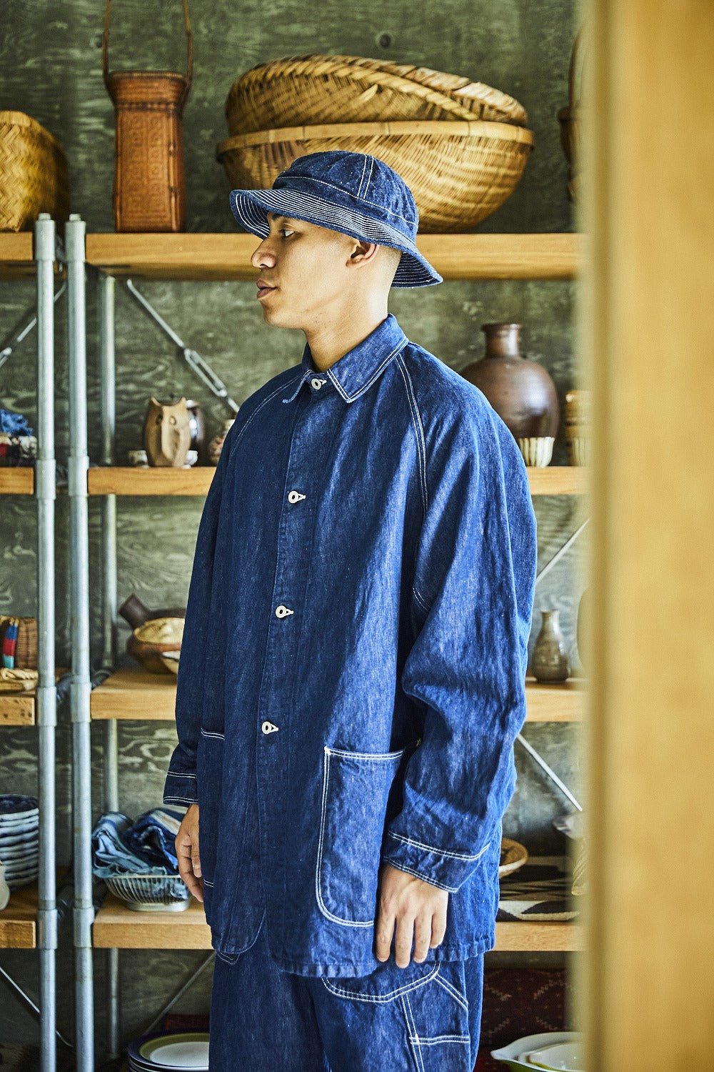 ORSLOW 40S WWII 데님 커버올 루즈핏 - 페칭