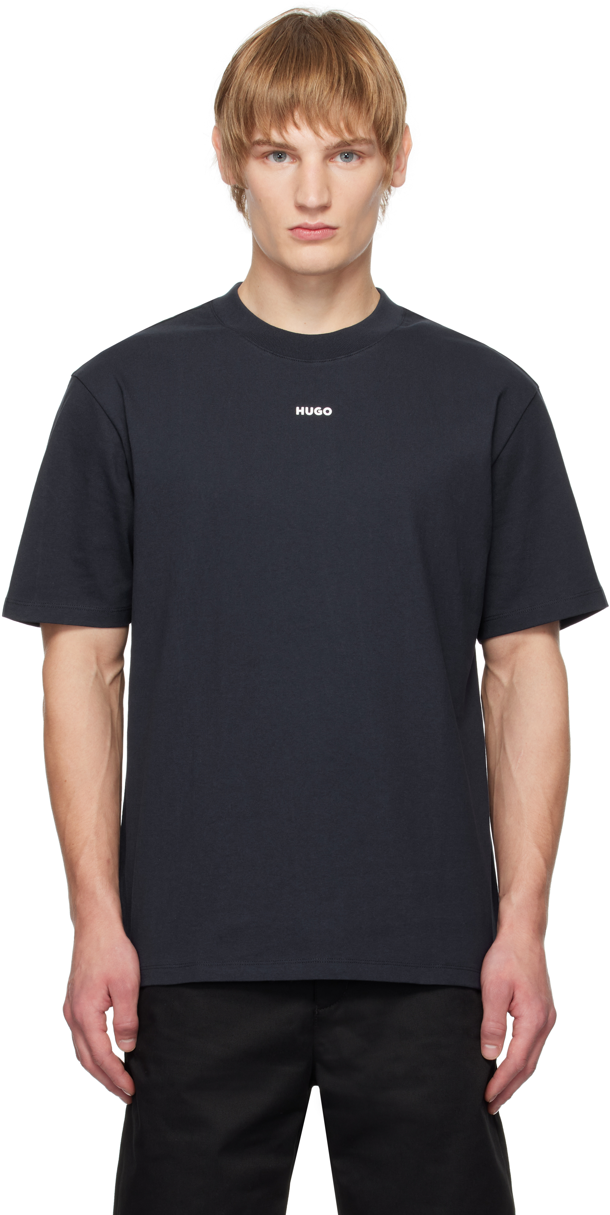 네이비 릴랙스핏 코튼 티셔츠 50488330 | HUGO BOSS | 페칭 FETCHING