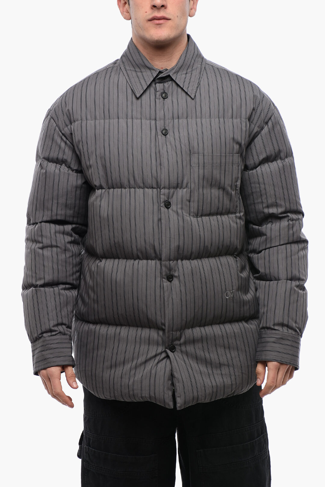 핀스트라이프 코튼 패딩 리버시블 오버셔츠 | 오프화이트 | 페칭 FETCHING