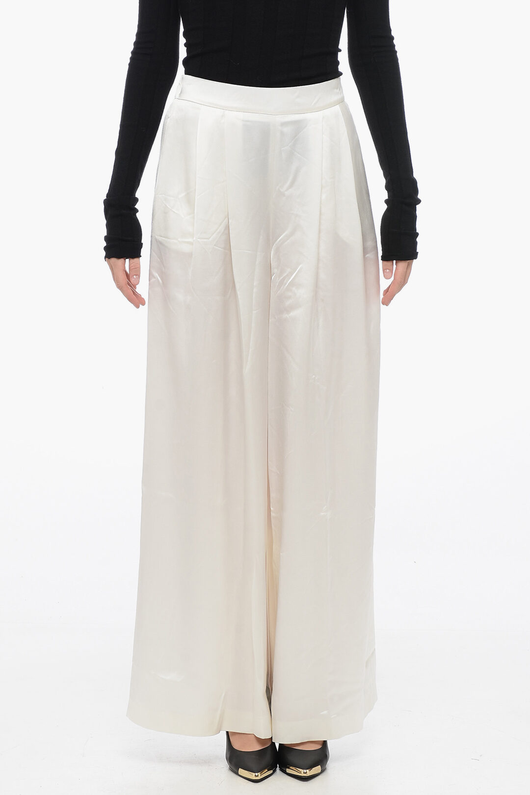 FABIANA FILIPPI Double-pleated 파라쪼 바지 새틴 이펙트 - 페칭