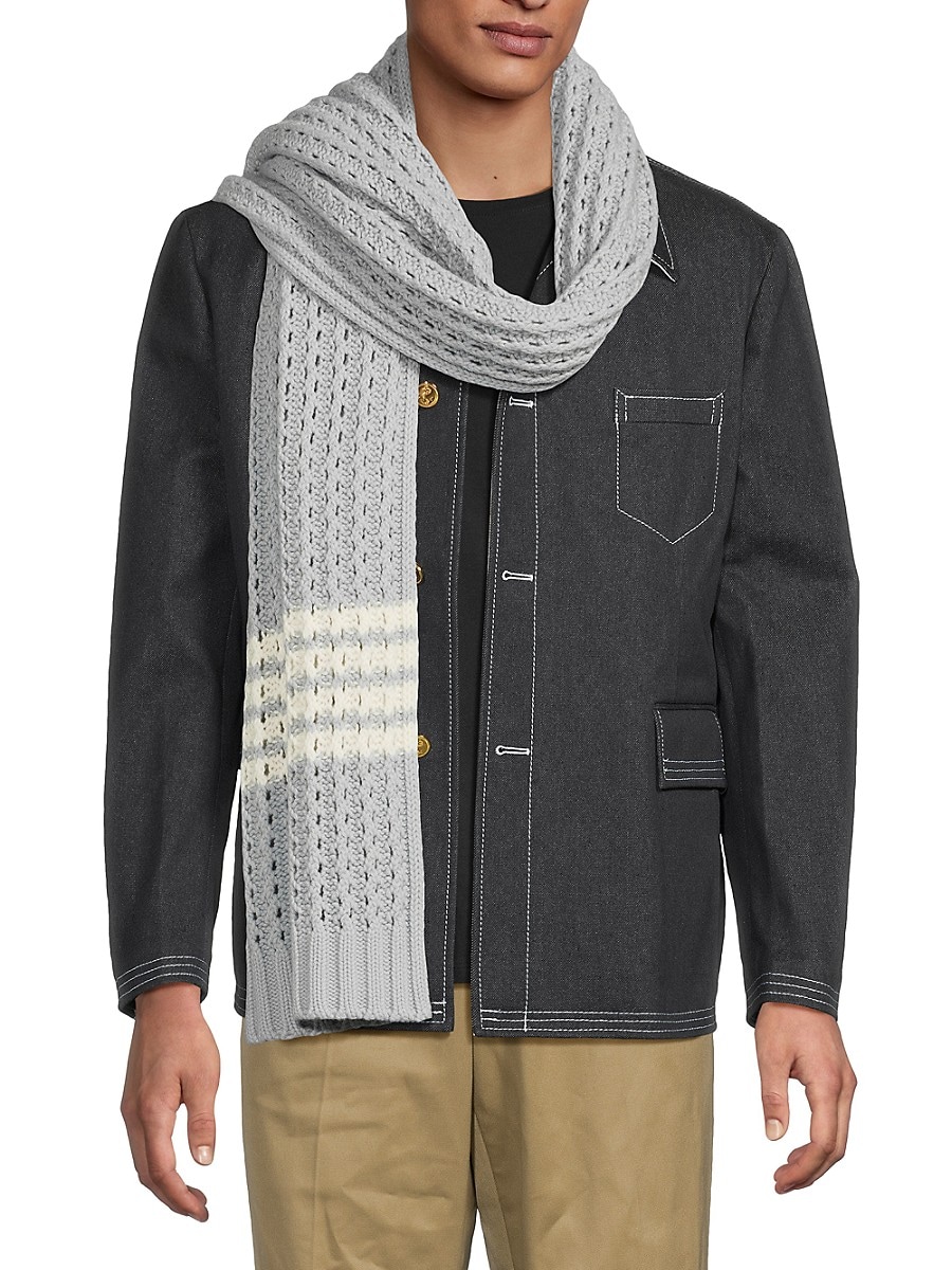 THOM BROWNE 톰 브라운 남성 버진 울 스카프 - 페칭